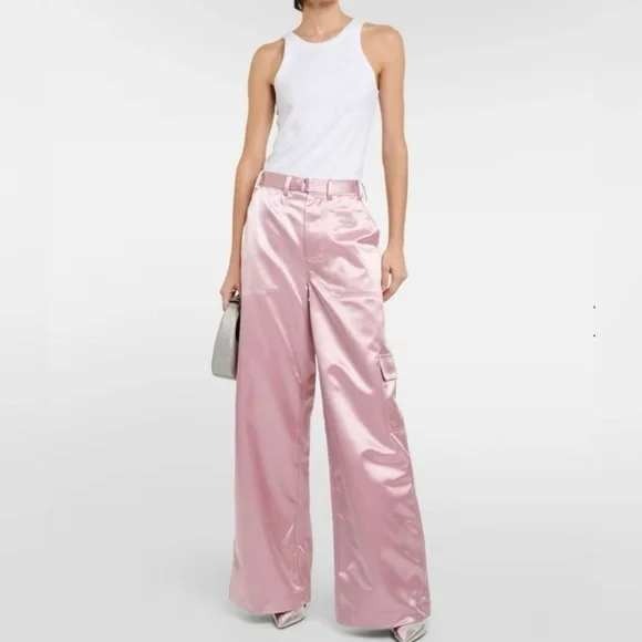 STAUD | Pants & Jumpsuits | Staud Shay Satin High Rise Straight Wide ...